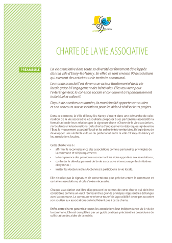 Charte de la vie associative | Essey-lès-Nancy
